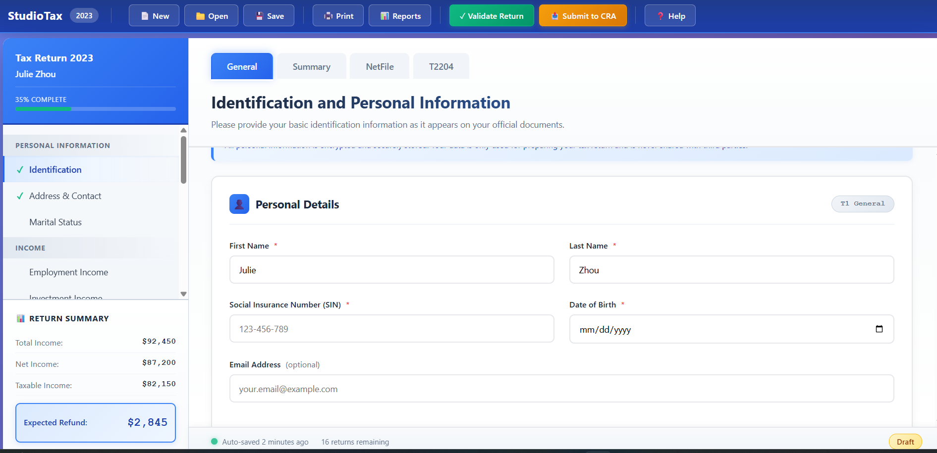 Studio Tax App Redesign - Julie Zhou